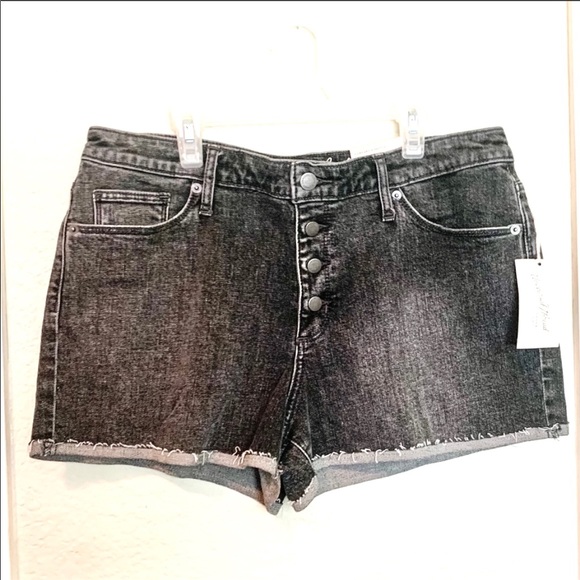 Shorts | Universal Thread Black Denim Cut Off High Waist Button Fly ...